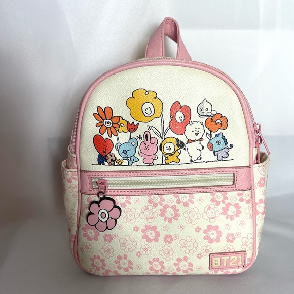 Hot Topic | Accessories | Bt2 Pink And Cream Mini Backpack | Poshmark
